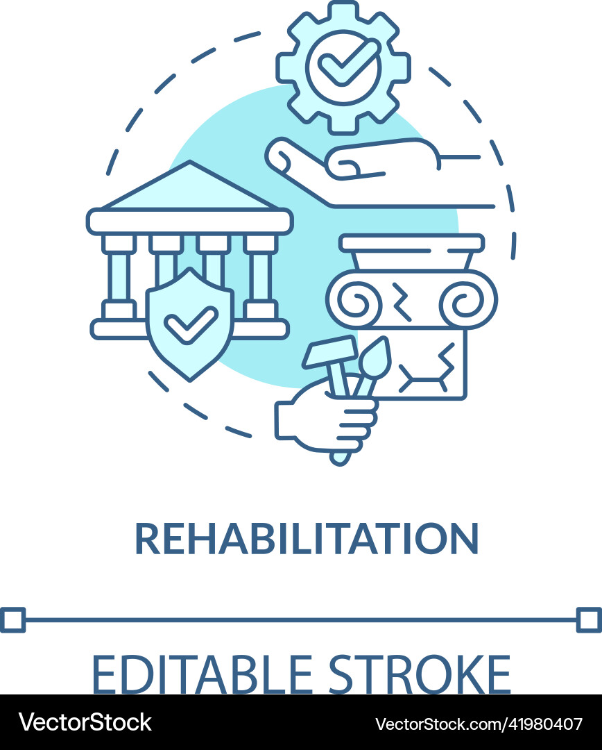 Rehabilitation turquoise concept icon Royalty Free Vector