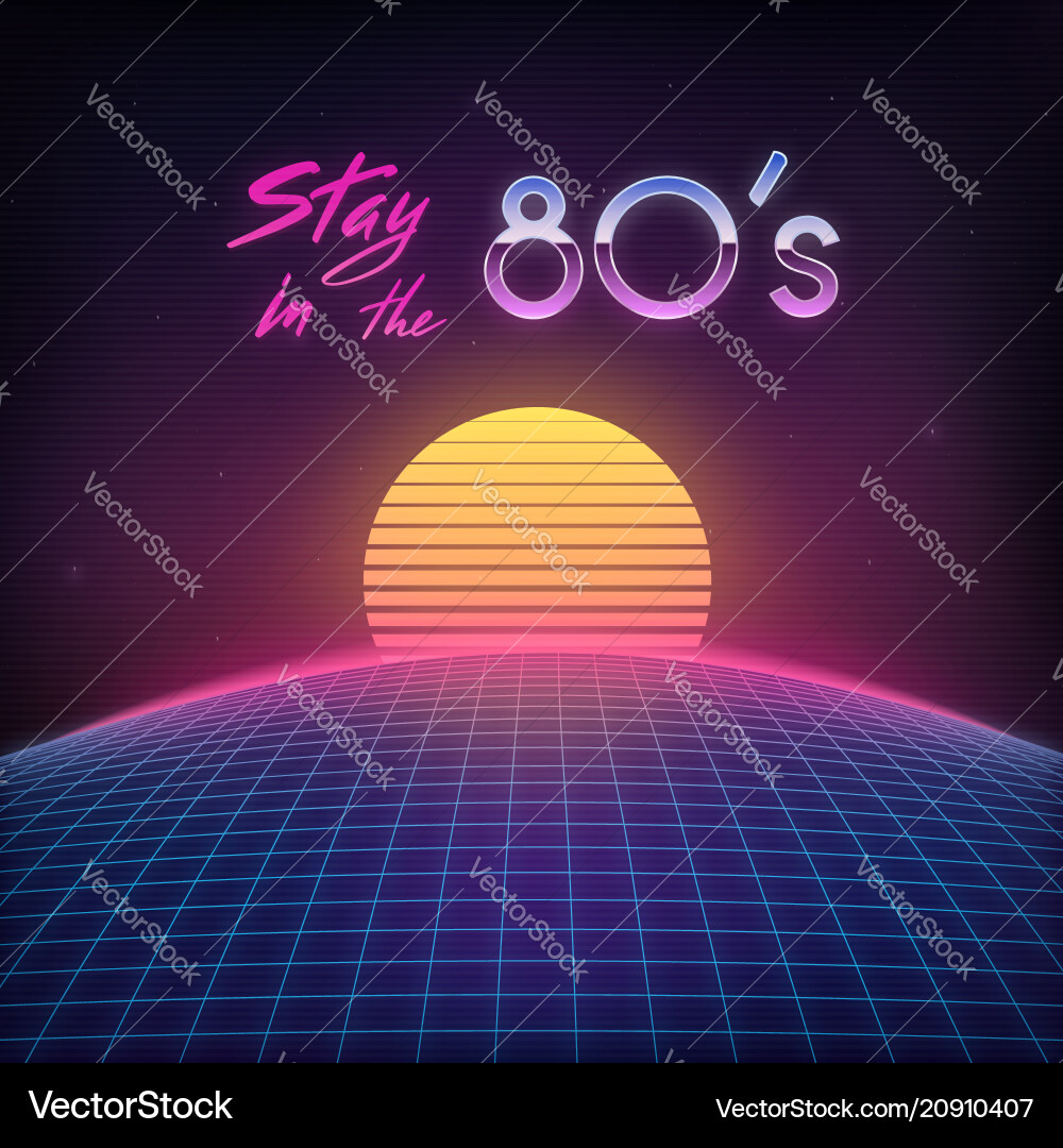 Retro cover 1980s digital planet Royalty Free Vector Image