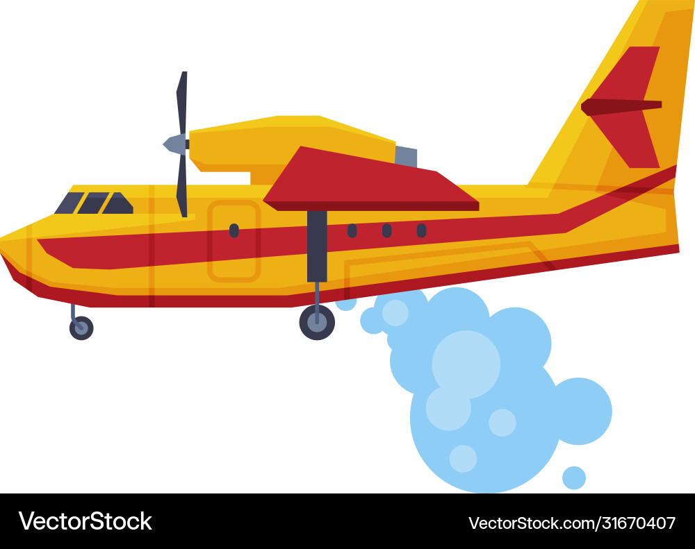 Retro firefighting aircraft dropping water Vector Image