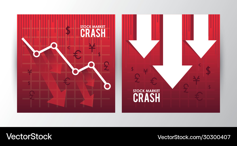 Stock market crash with arrows down Royalty Free Vector