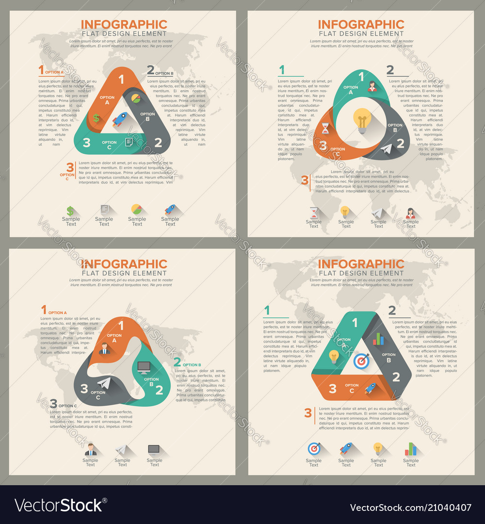 Triangle shape infographic set template flat Vector Image