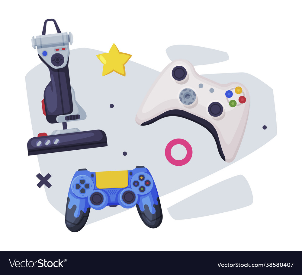 Video game joysticks modern and retro gamepads Vector Image Video game joysticks modern and retro gamepads Vector Image