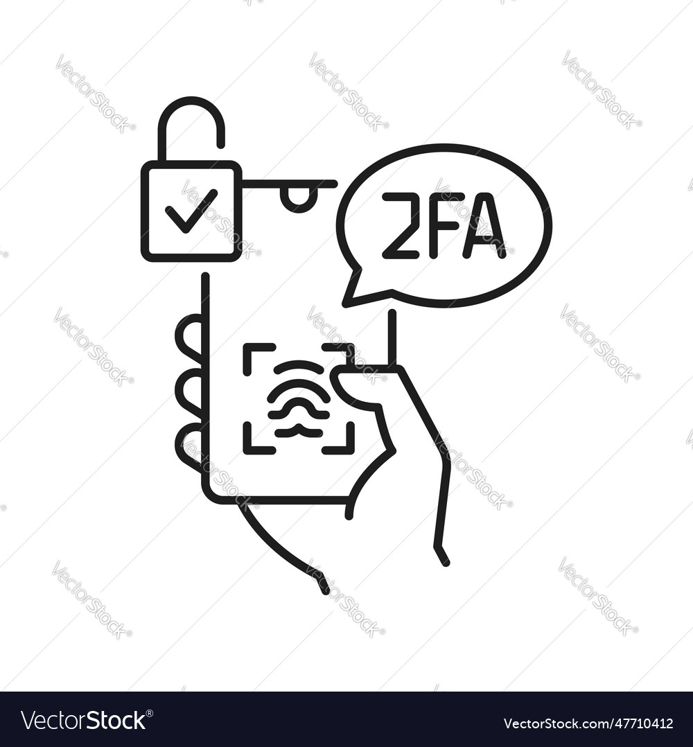 2fa two factor authentication fingerprint access Vector Image