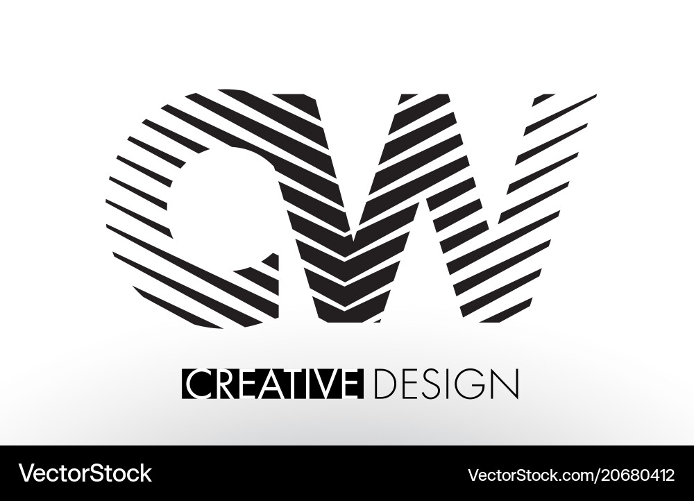 Cw c w lines letter design with creative elegant Vector Image
