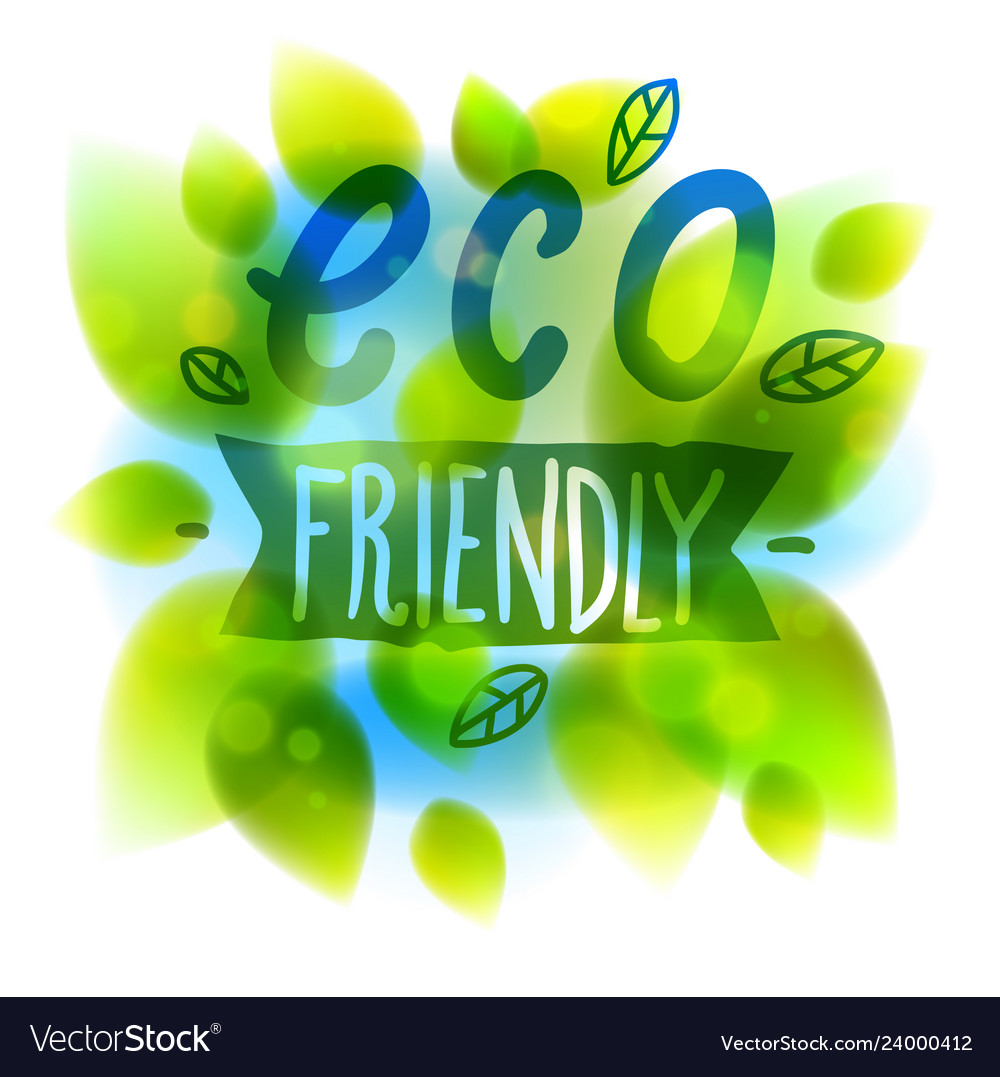 Eco friendly words hand written fresh green Vector Image