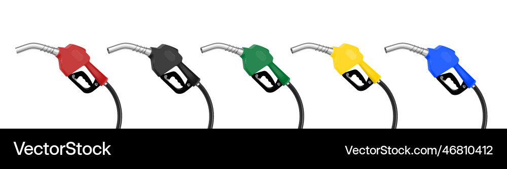 Fuel gas handle pump nozzle realistic set Vector Image