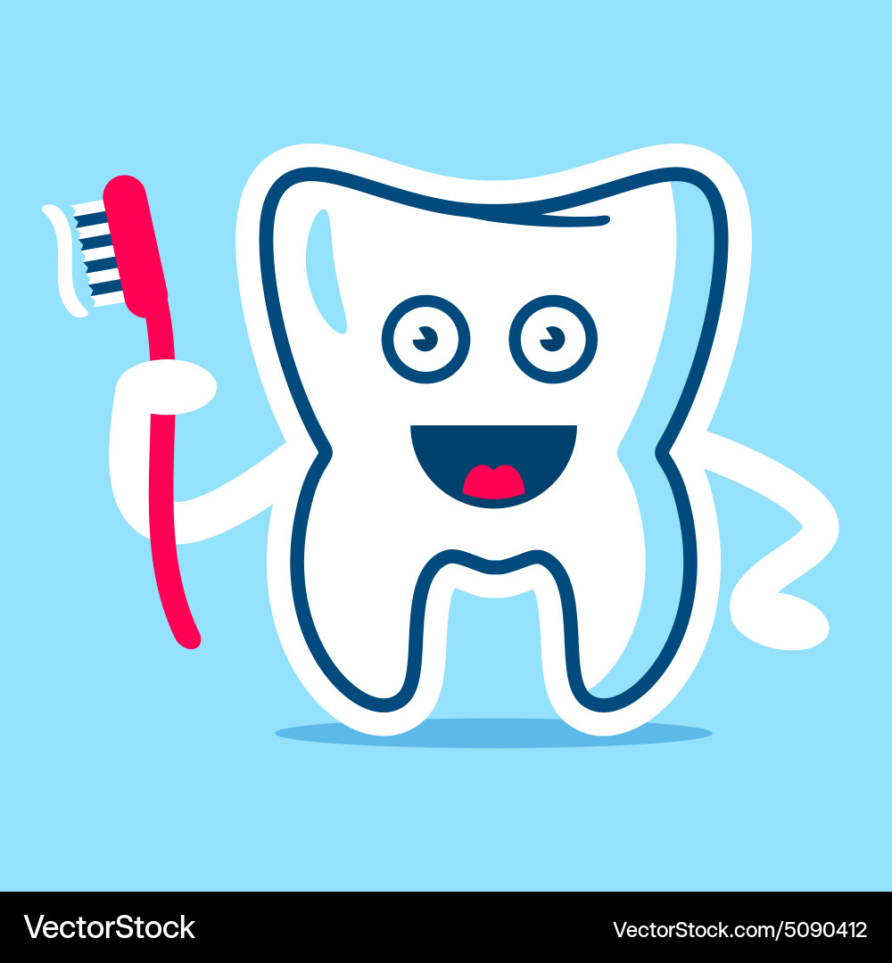 Good tooth with the brush in hand Royalty Free Vector Image