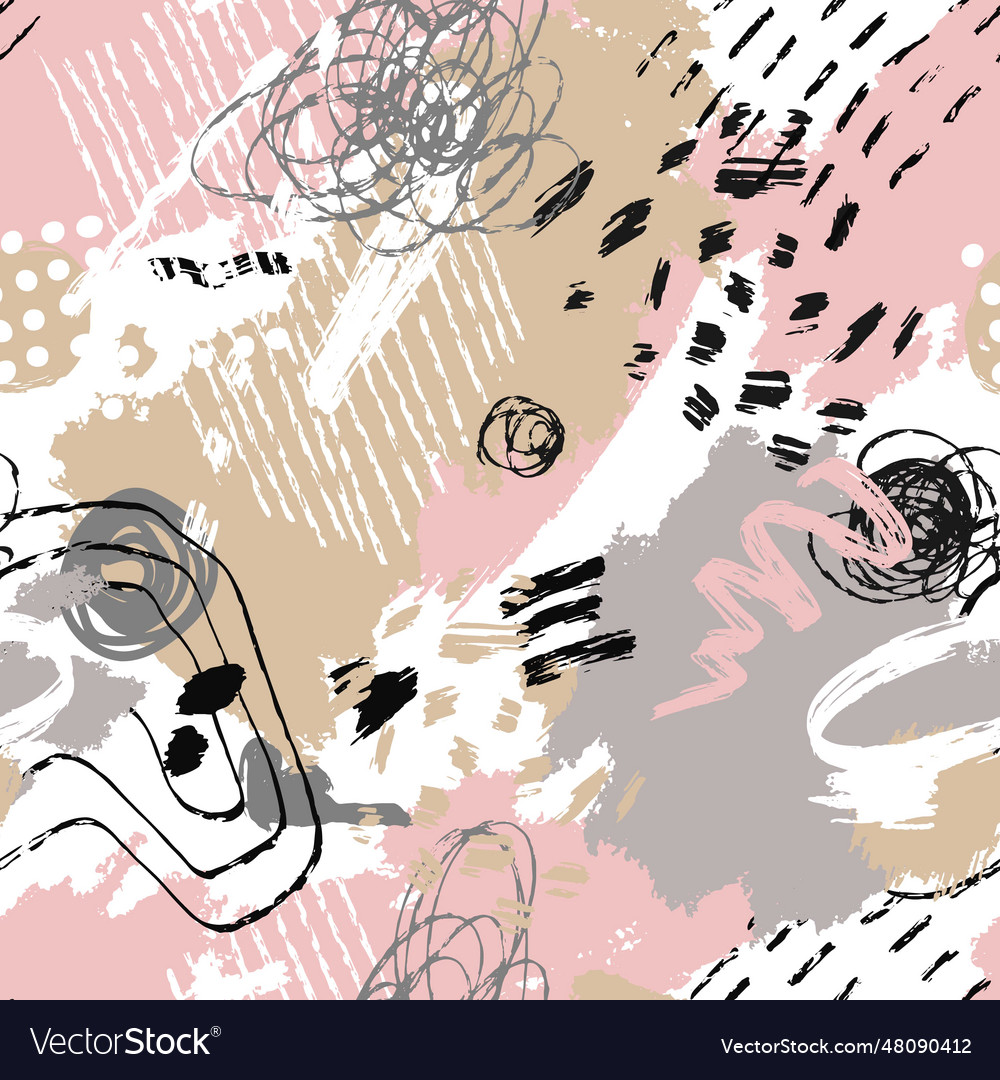 Grunge abstract pattern with scrawls paint Vector Image