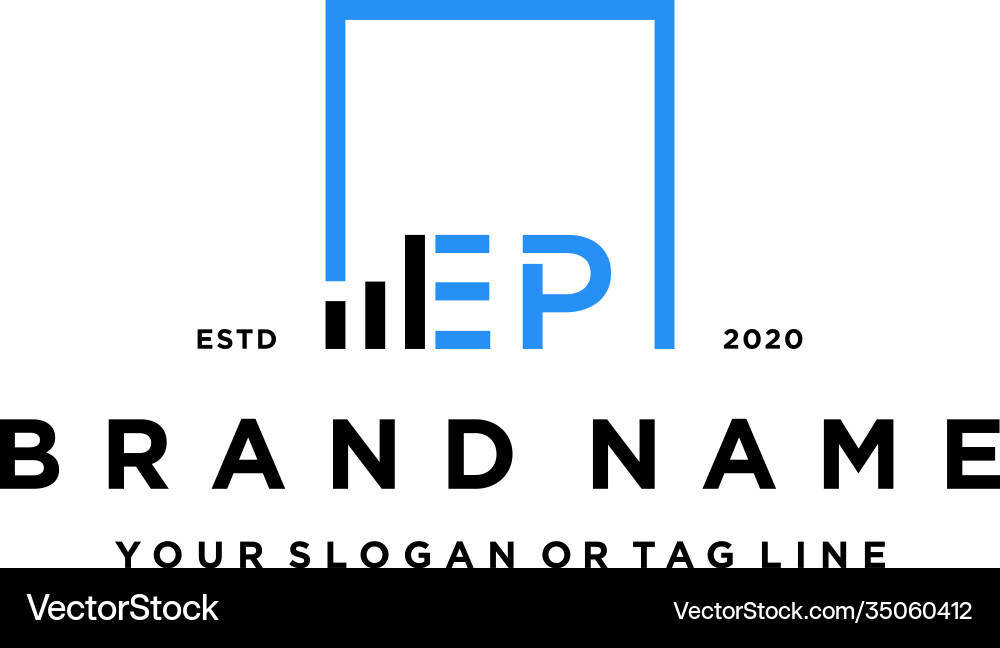 Letter ep square logo finance design Royalty Free Vector