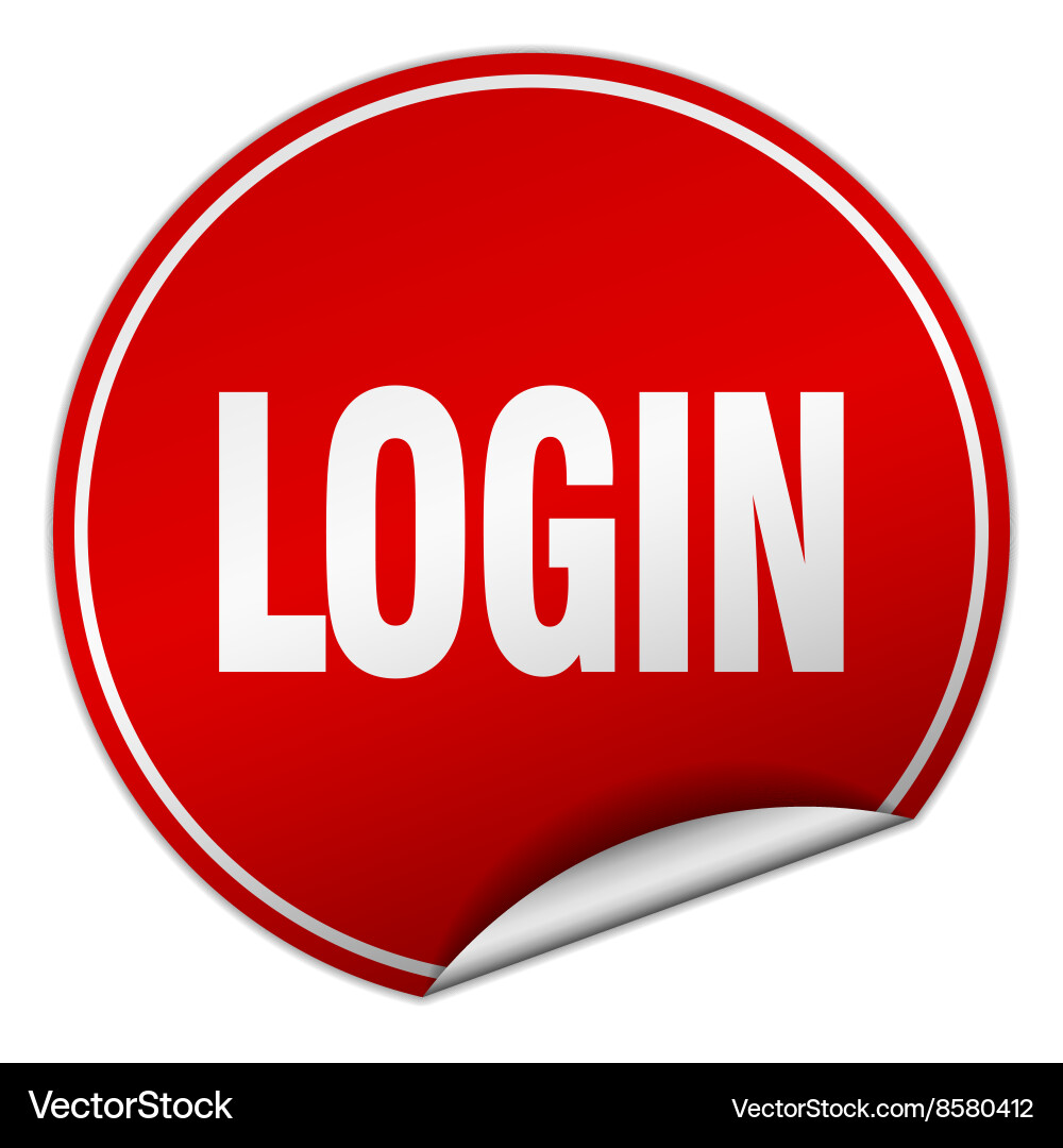 Login round red sticker isolated on white Vector Image