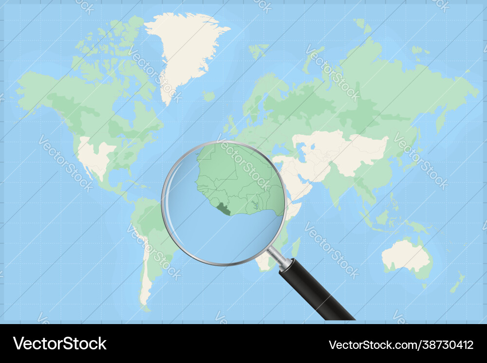 Map world with a magnifying glass on a Royalty Free Vector