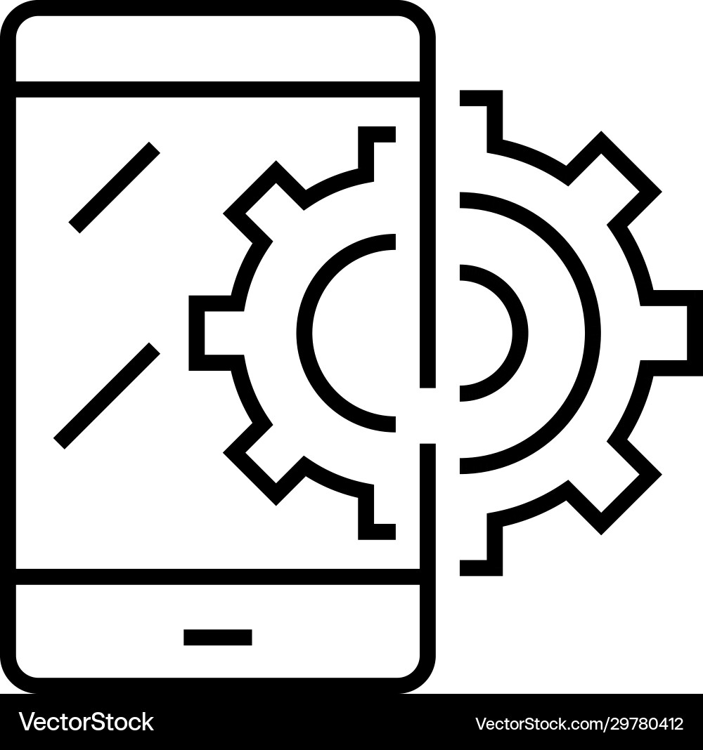 Mobile service line icon concept sign outline Vector Image