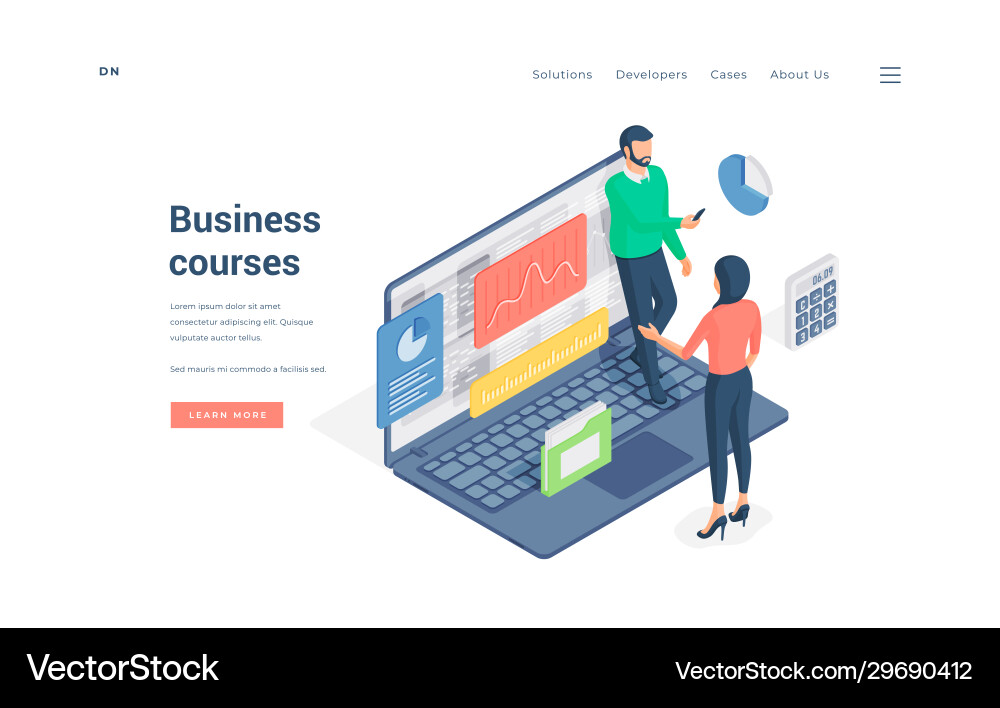People attending business courses in internet Vector Image