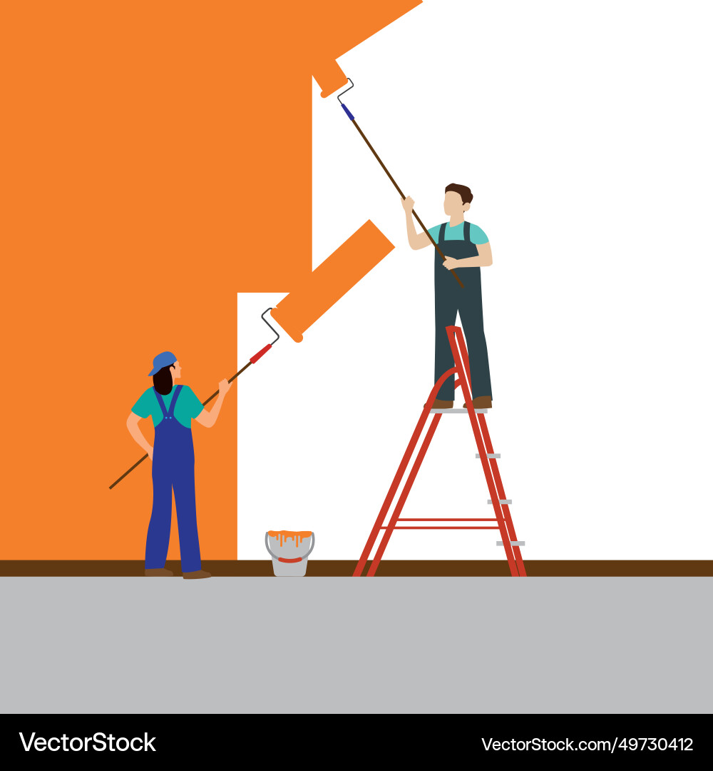 Professional painters and decorators painting Vector Image