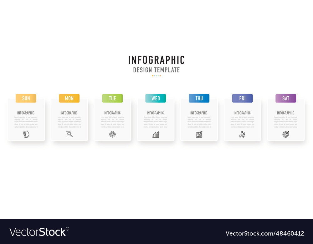 Rectangular weekly timeline infographic Royalty Free Vector
