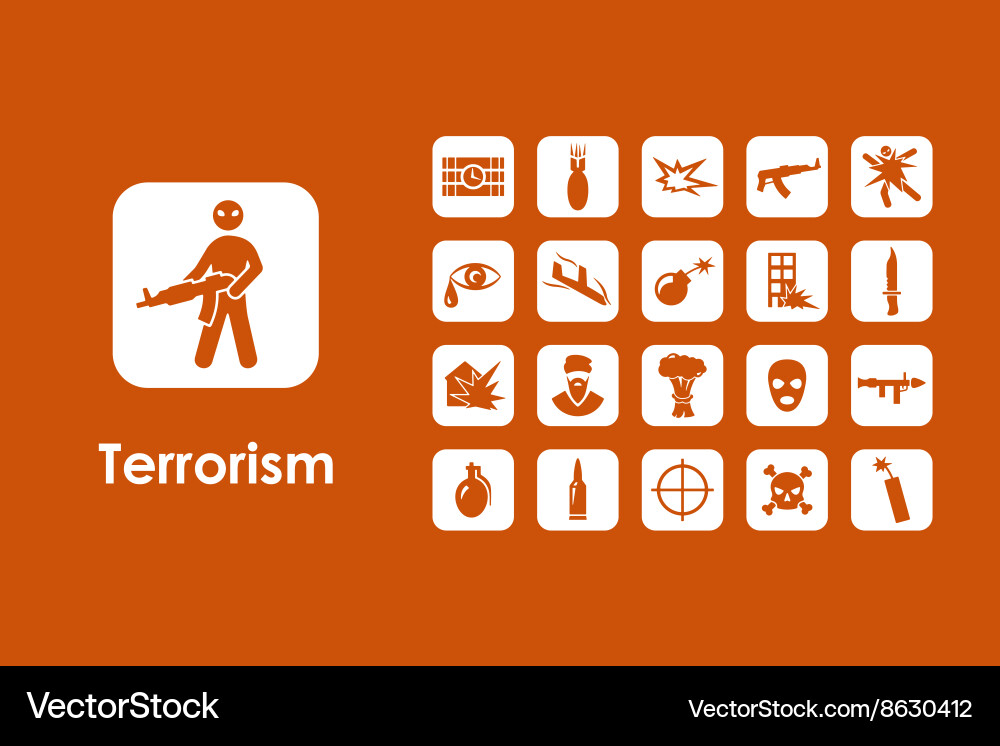 Set of terrorism simple icons Royalty Free Vector Image