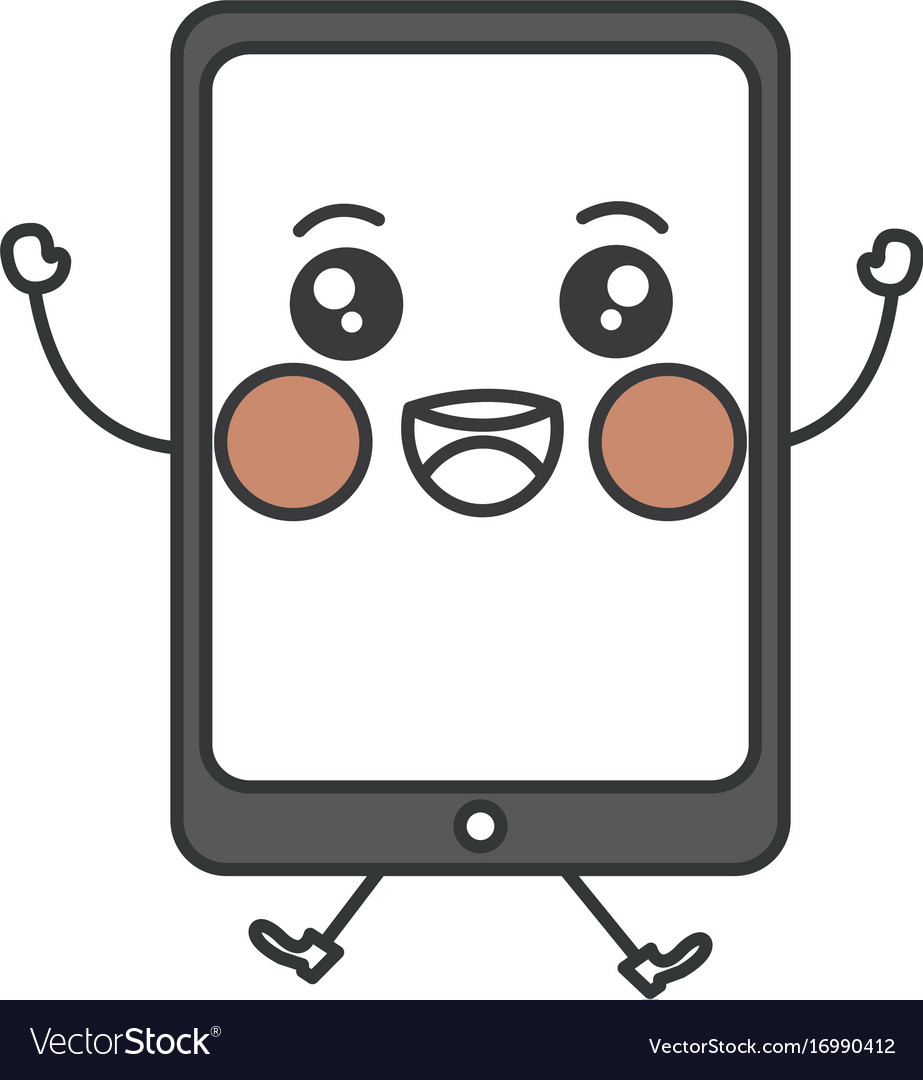 Tablet device kawaii character Royalty Free Vector Image