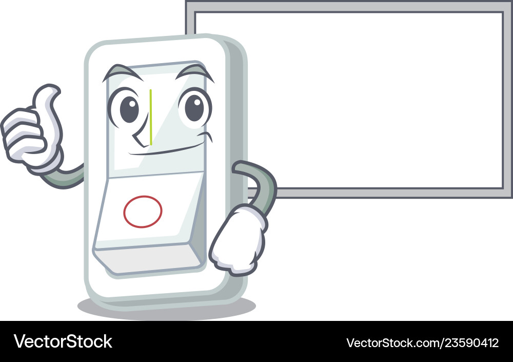 Thumbs up with board light switch in the cartoon Vector Image