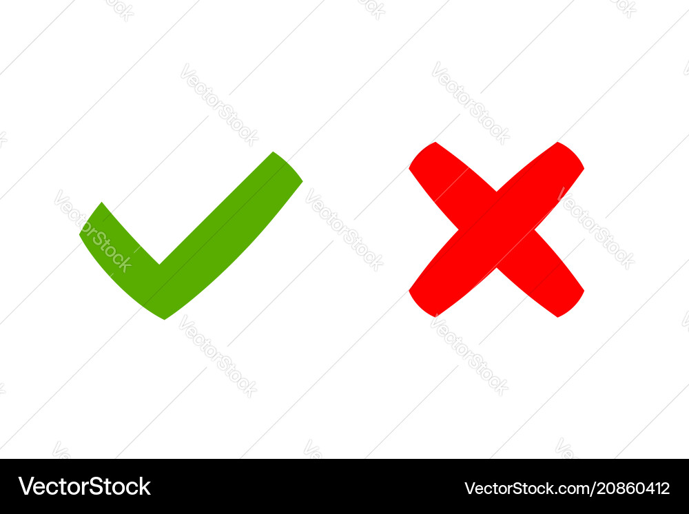 Tick and cross signs simple Royalty Free Vector Image