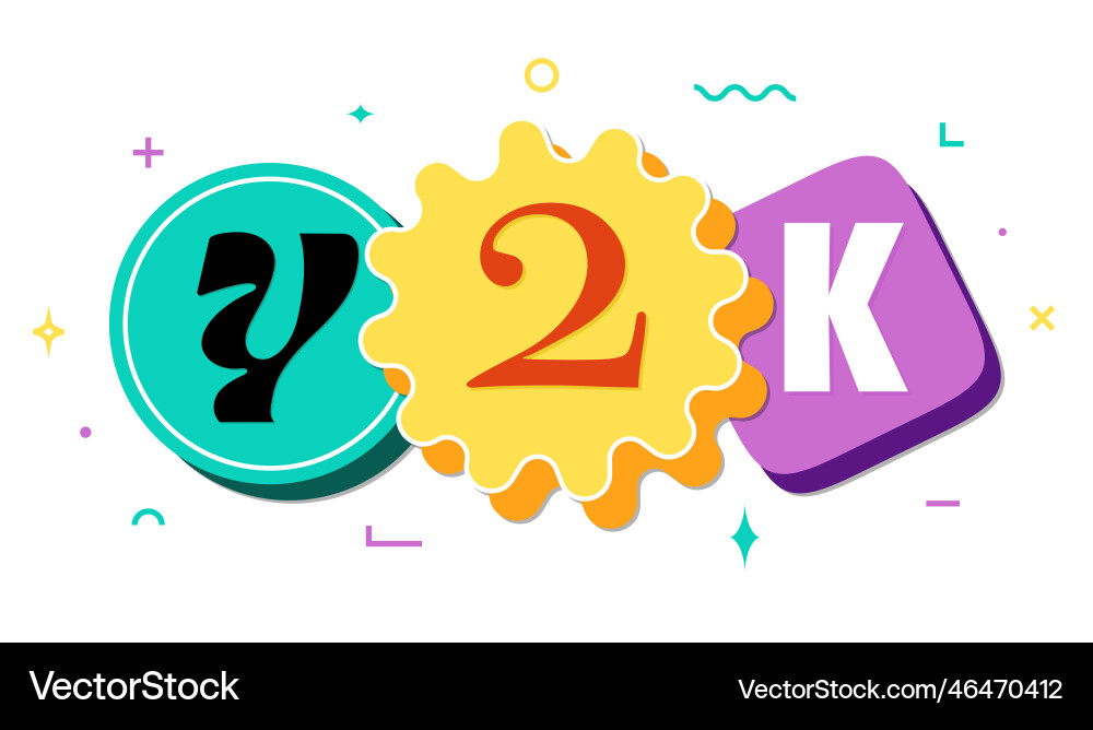 Y2k sign cool 3d style flat color Royalty Free Vector Image