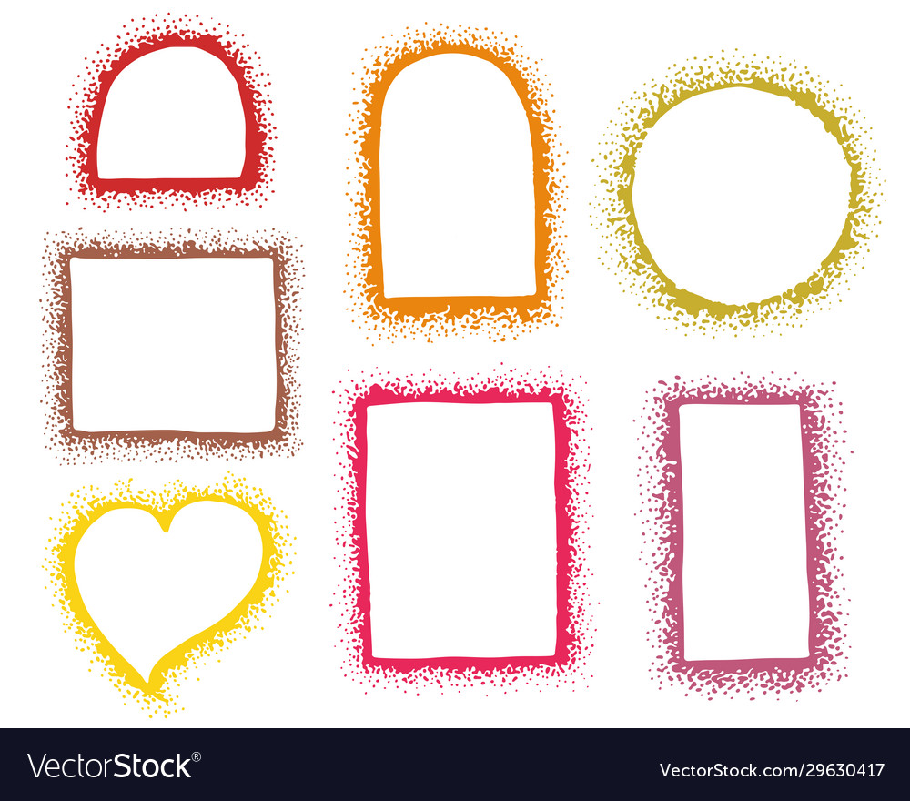 A set hand-drawn different frames made dots Vector Image