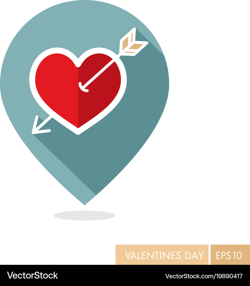 Arrow heart icon love pin map Royalty Free Vector Image