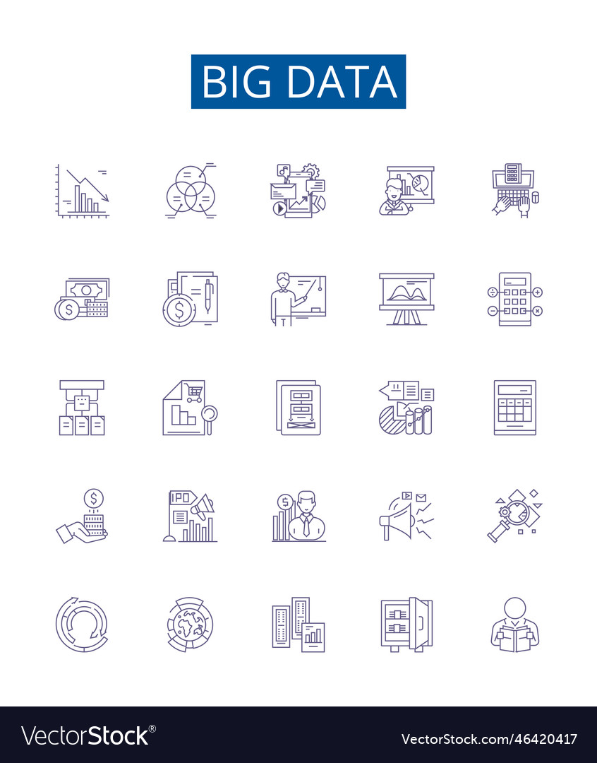 Big data line icons signs set design collection Vector Image Big data line icons signs set design collection Vector Image
