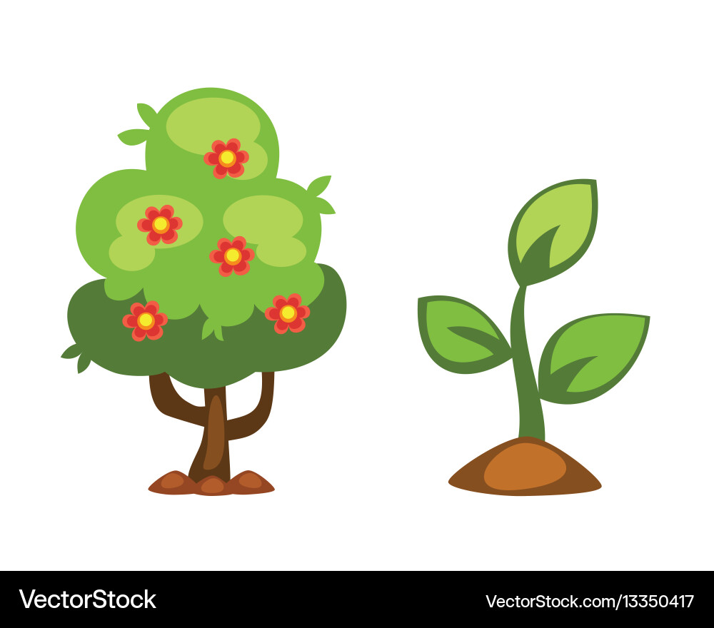 Cartoon garden green tree Royalty Free Vector Image