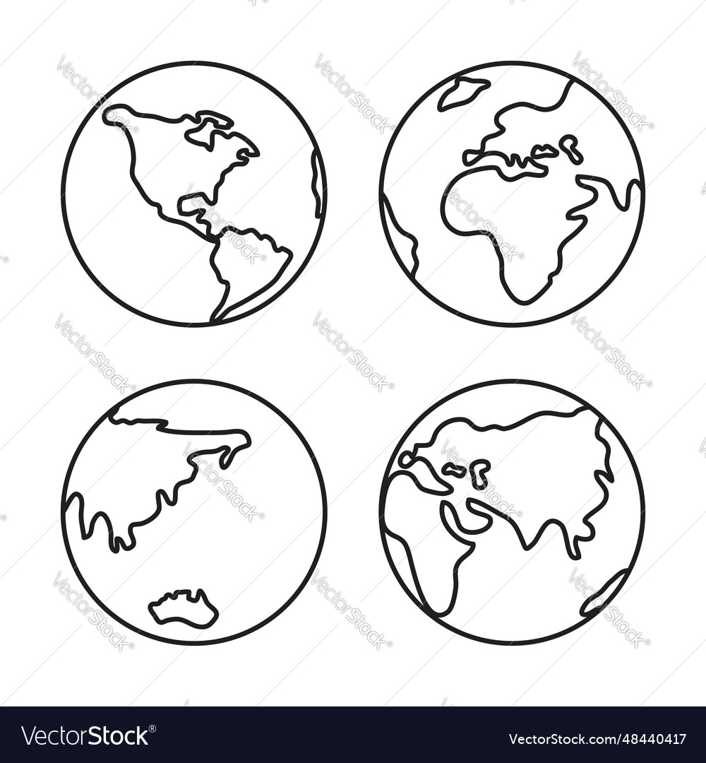 Earth globes simple icons Royalty Free Vector Image