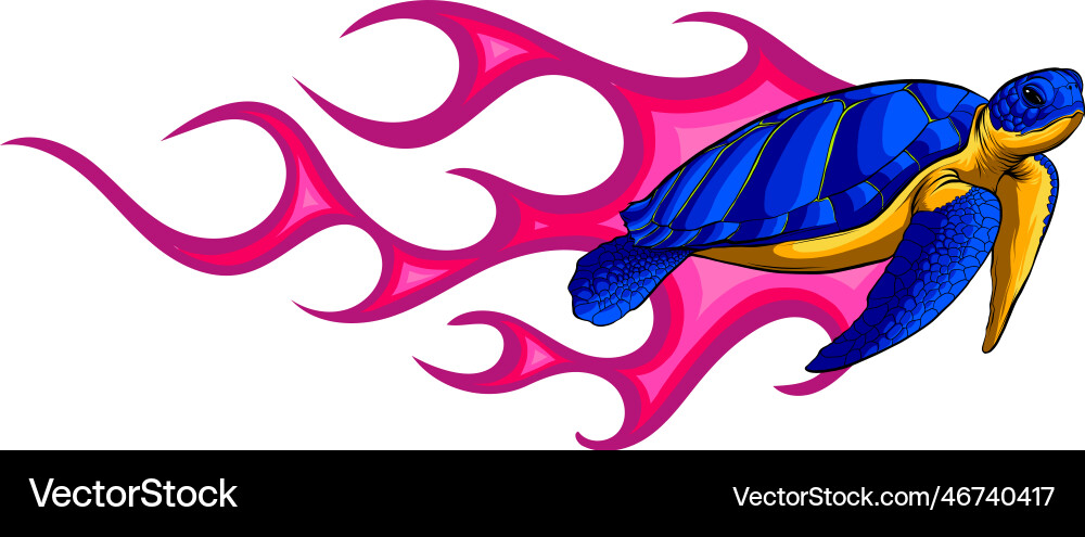 Fast turtles in flame set funny racing tortoise Vector Image