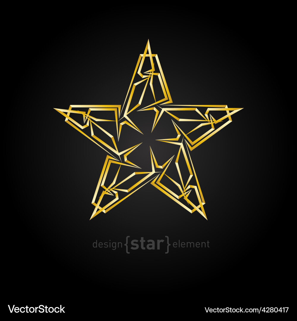 Futuristic Gold Abstract star on black background Vector Image
