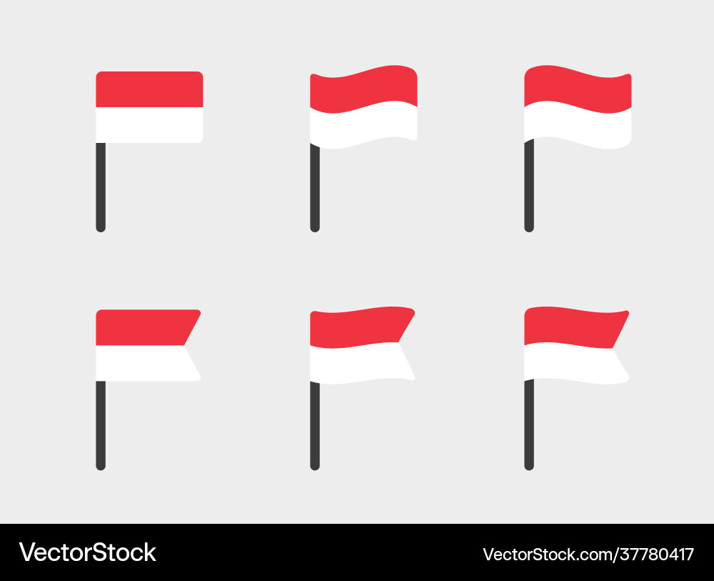 Indonesia flag icon set republic Royalty Free Vector Image