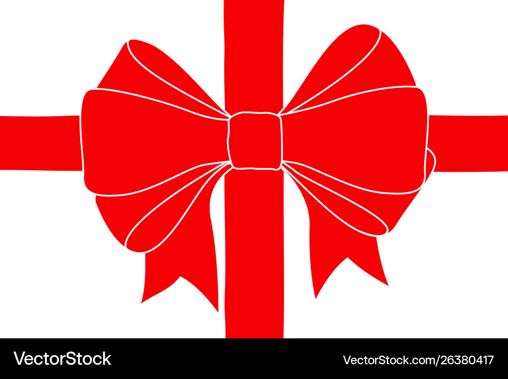 Red bow and ribbon flat sign Royalty Free Vector Image