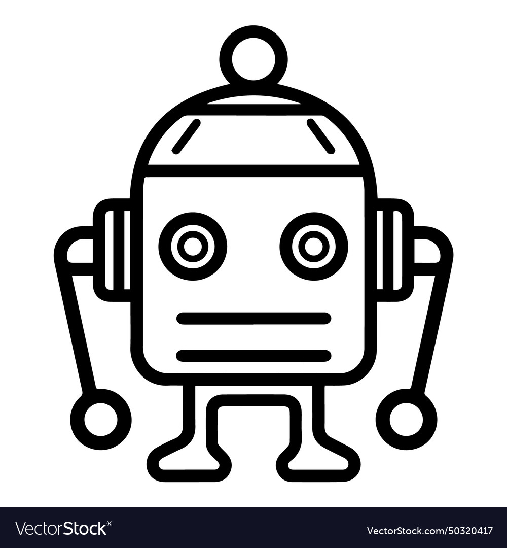Robot flat icon isolated on white background Vector Image