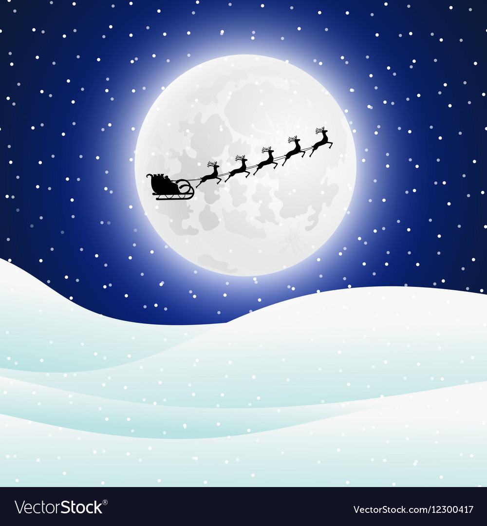 Santa claus goes to sled reindeer Royalty Free Vector Image