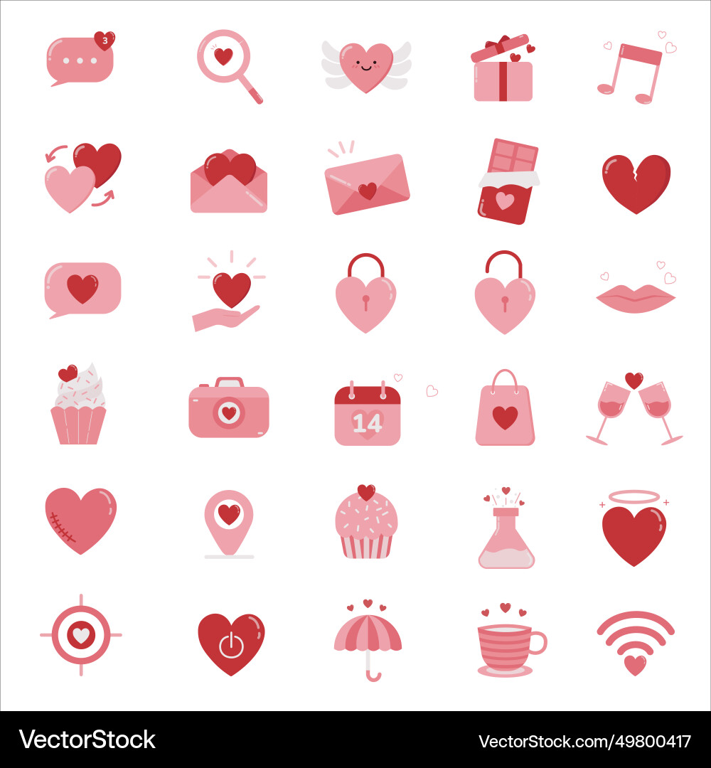 Valentine icon set happy day related Royalty Free Vector