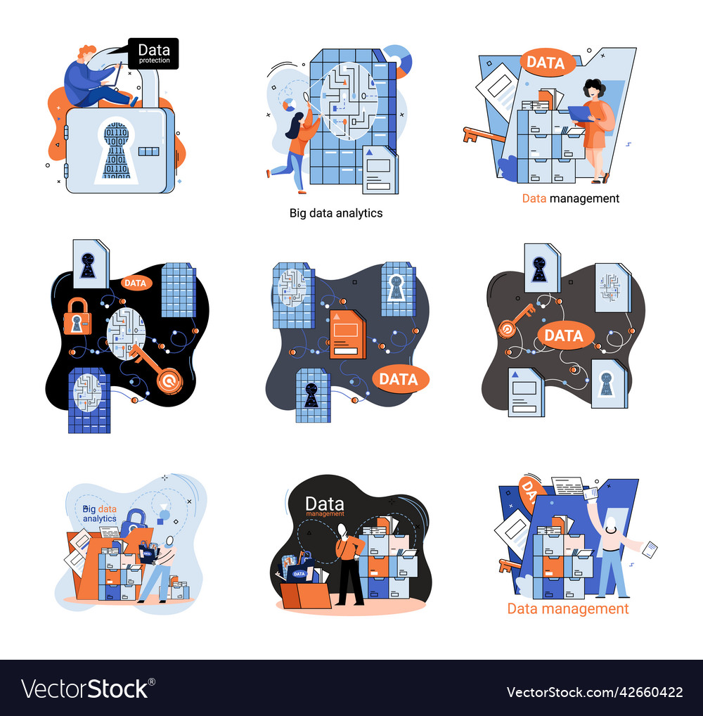 Big data analytics platform management Royalty Free Vector