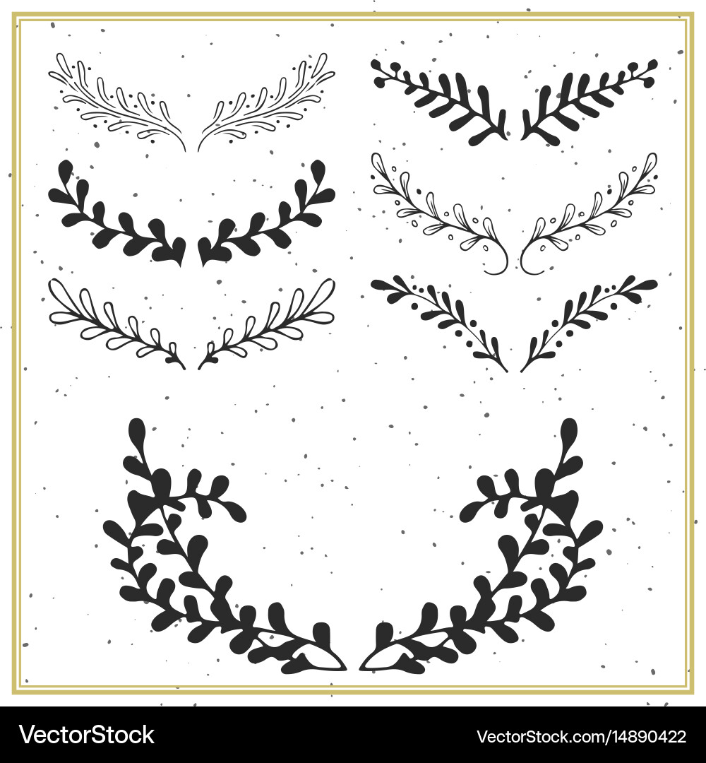 Collection hand drawn floral borders and Vector Image
