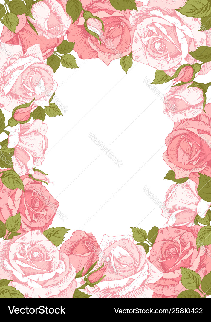 Floral frame with rose flowers Royalty Free Vector Image