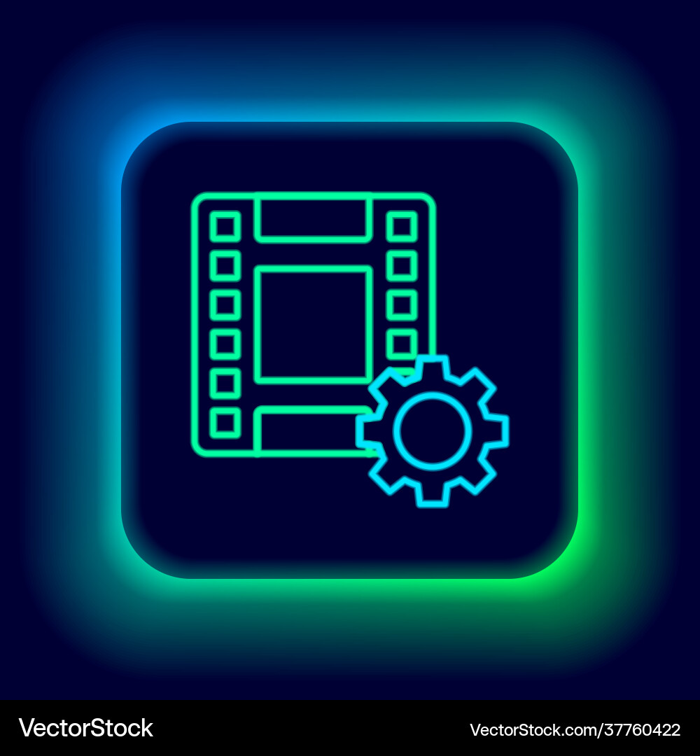 Glowing neon line play video icon isolated Vector Image