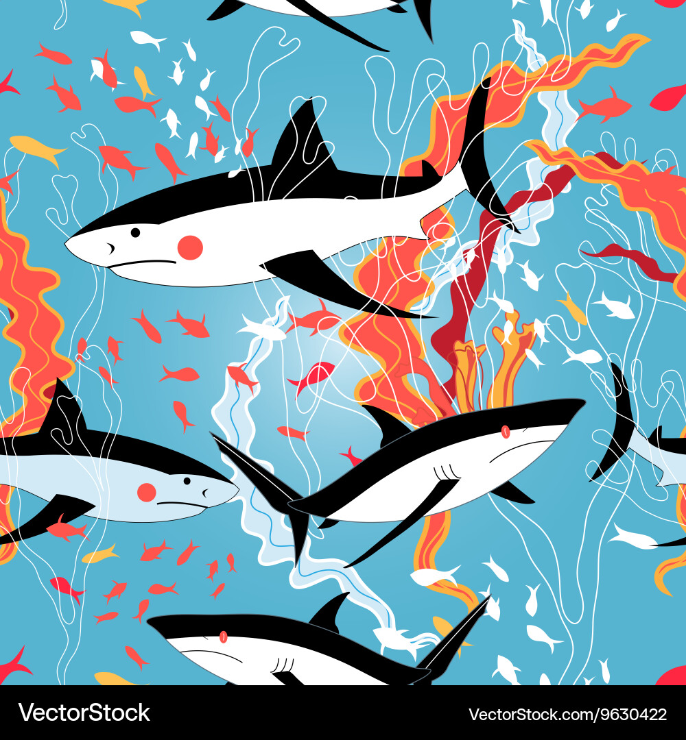 Graphic pattern of swimming sharks Royalty Free Vector Image