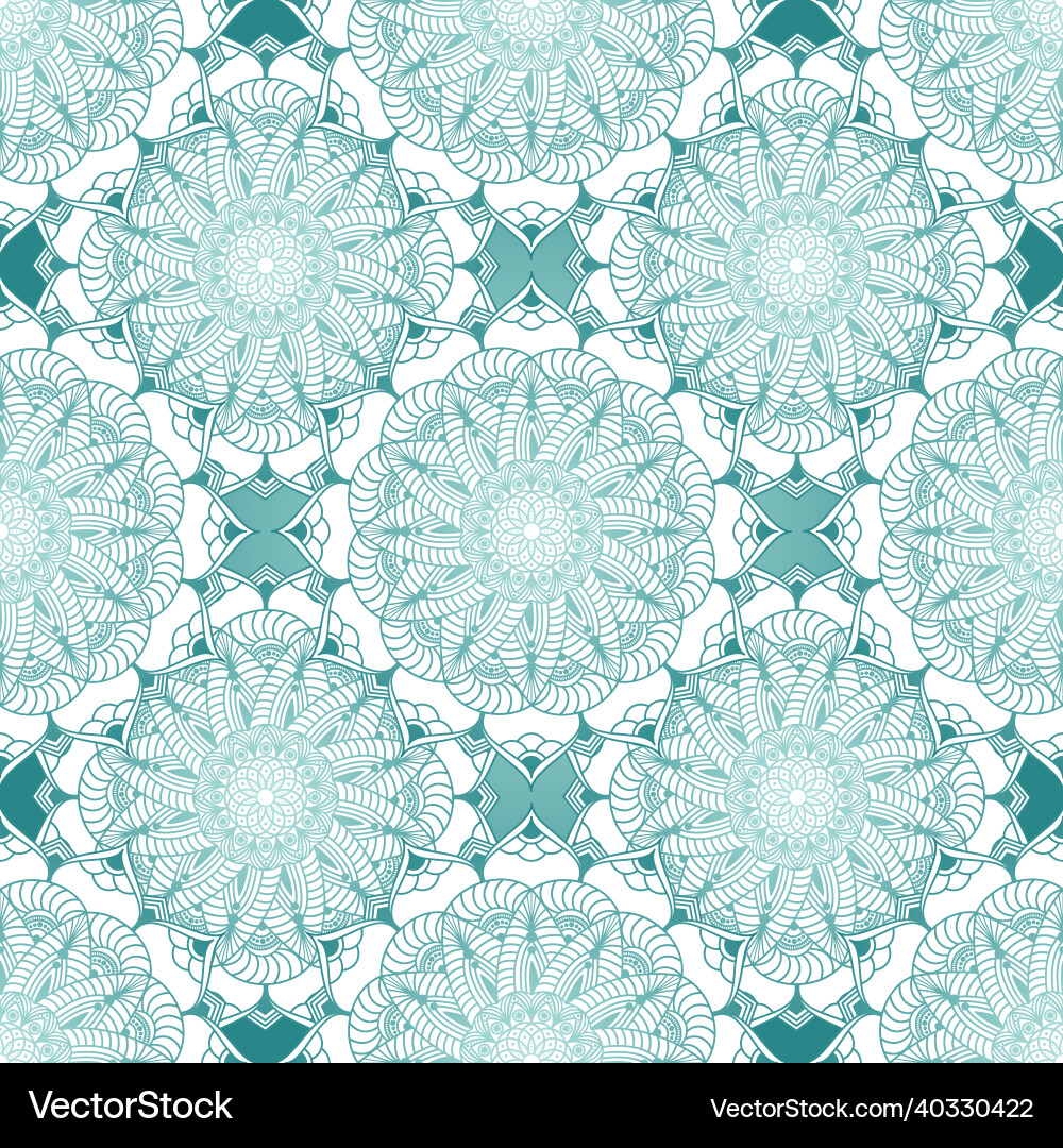 Hand drawn seamless pattern of blue mandala Vector Image