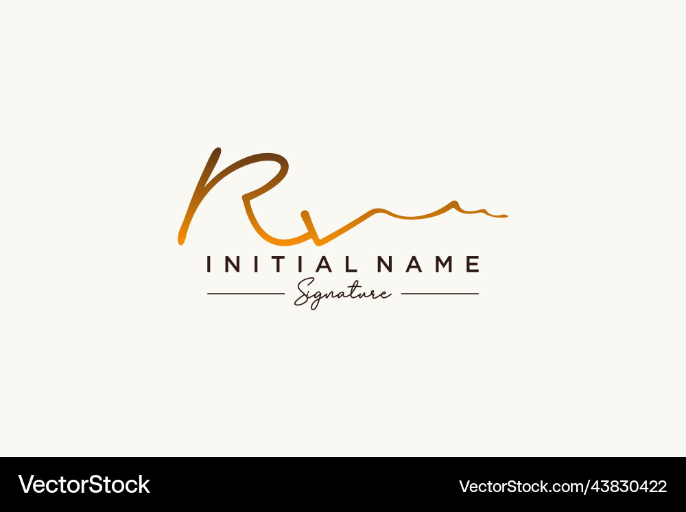 Initial rv signature logo template hand drawn Vector Image