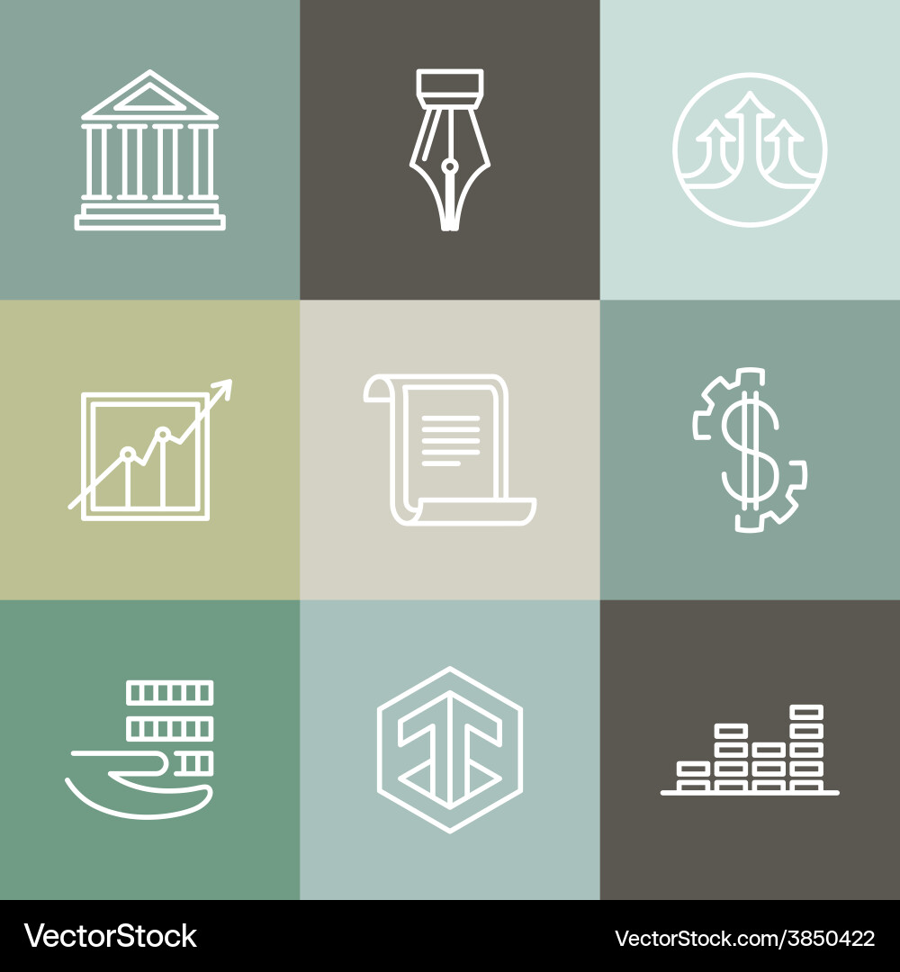 Line banking icons and logos Royalty Free Vector Image