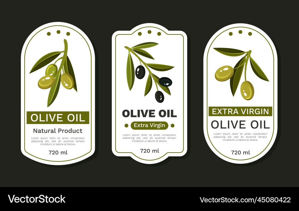 Olive branches label design with green and black Vector Image