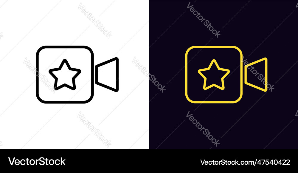 Outline favorite video icon with editable stroke Vector Image