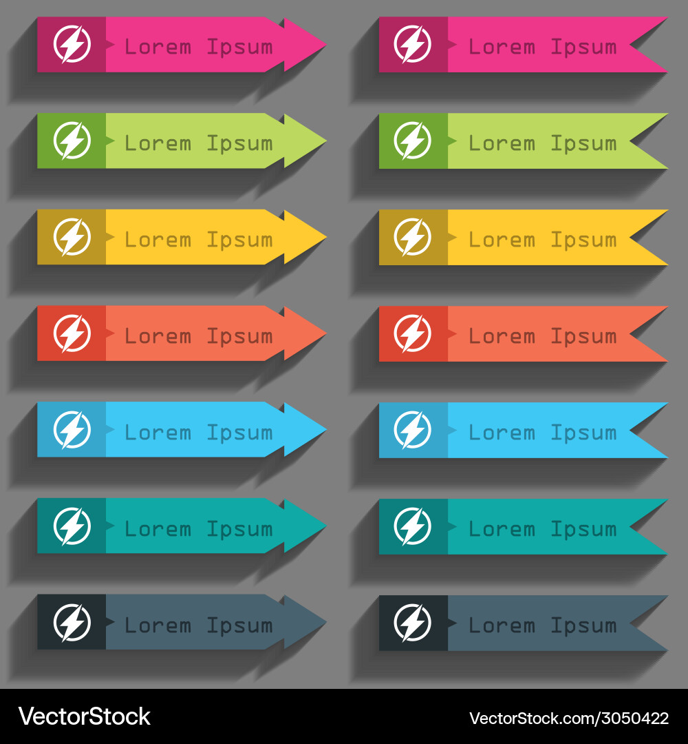 Photo flash sign icon lightning symbol set Vector Image