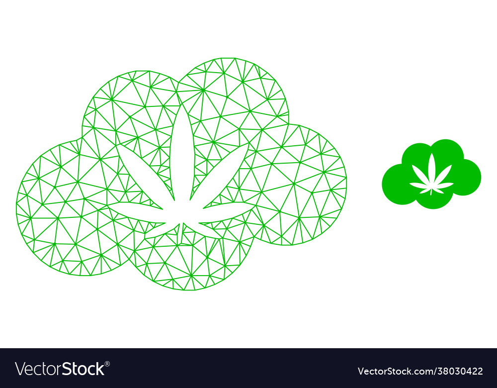 Polygonal network mesh cannabis smoke icon Vector Image Polygonal network mesh cannabis smoke icon Vector Image