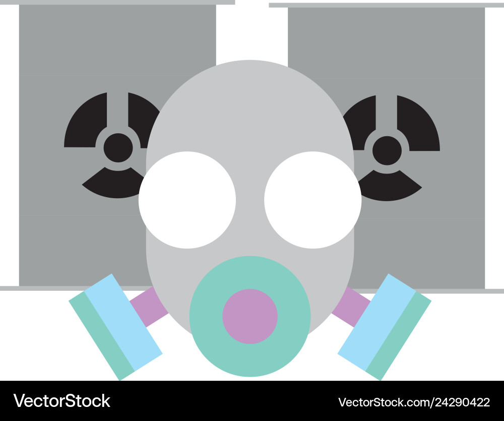 Respirator protective mask and hazard barrels Vector Image