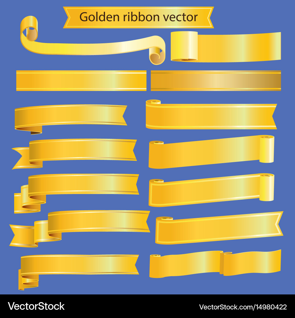 Retro golden ribbon Royalty Free Vector Image - VectorStock